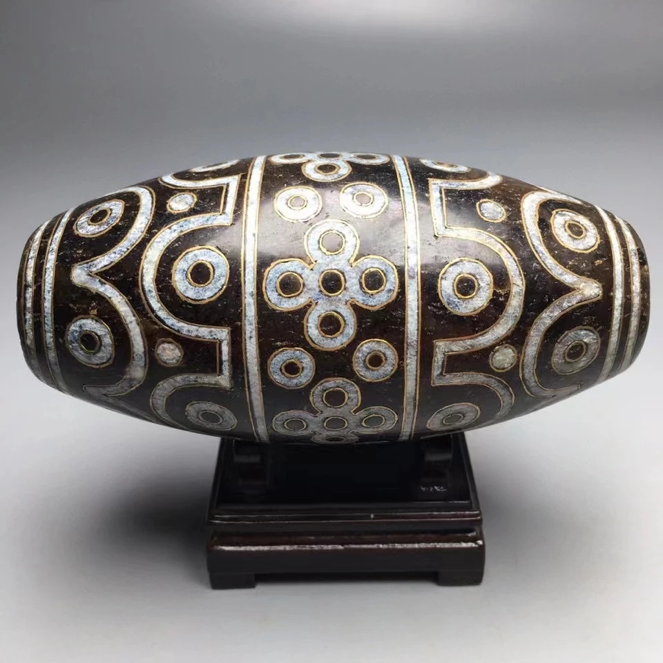 Nature-Big-Tibetan-Dzi-Bead-Eyes-Chalcedony-With-Wood-Stand-Bringing ...