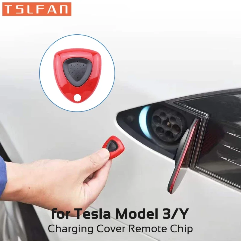For-Tesla-Model-Y-3-Charging-Port-Cover-Remote-Control-Chip-Charging ...