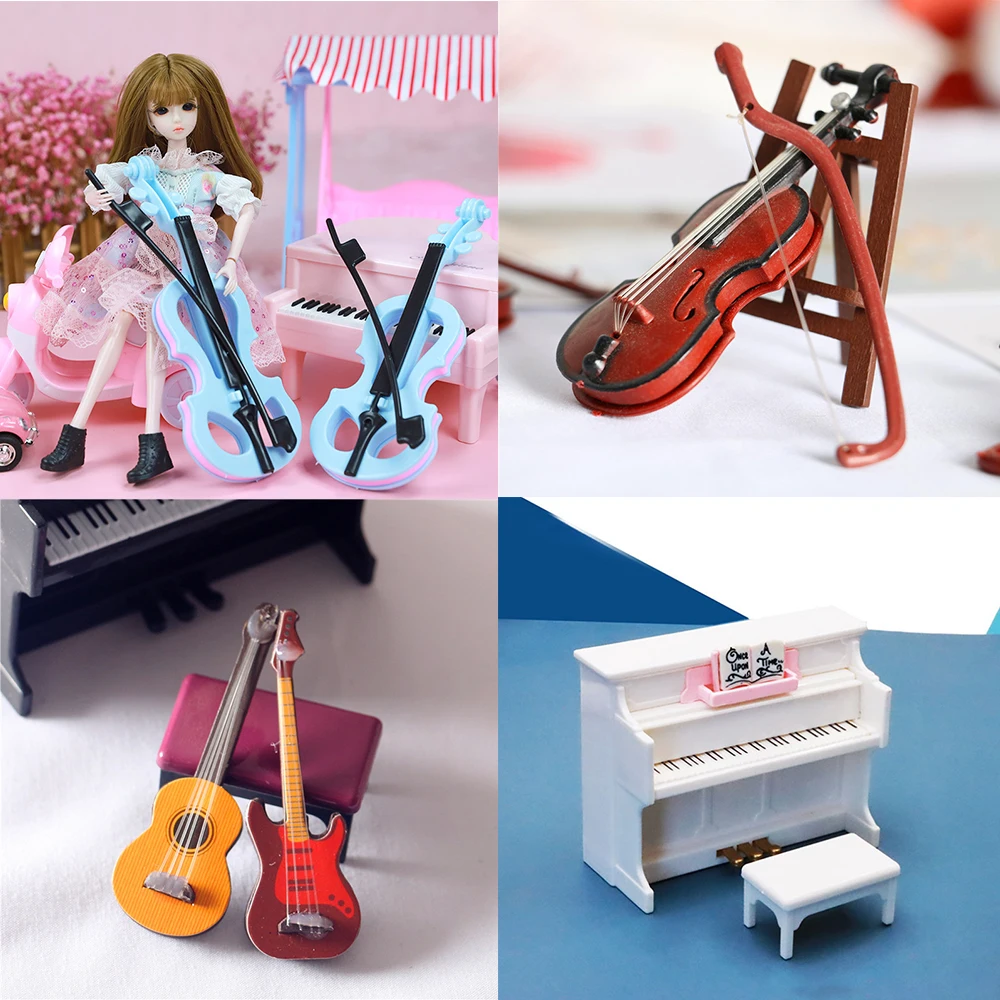 1-12-Dollhouse-Mini-Musical-Instrument-Model-Classical-Guitar-Violin ...