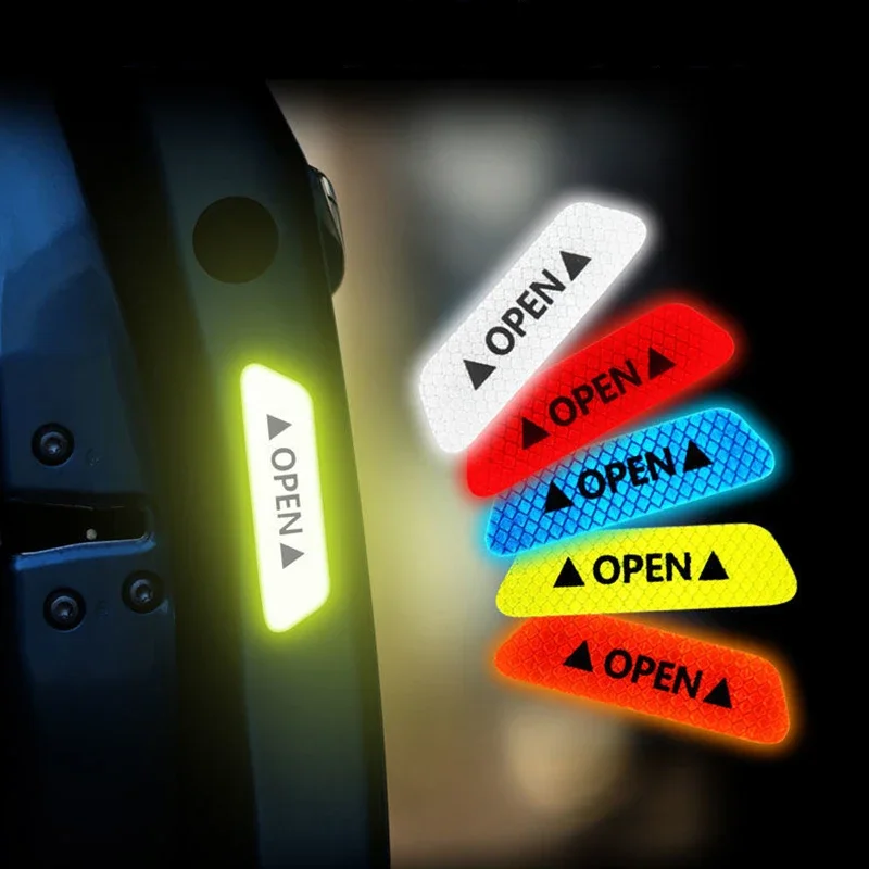 4Pcs-Set-Car-sticker-Door-Safety-Warning-Reflective-Stickers-Reflective ...