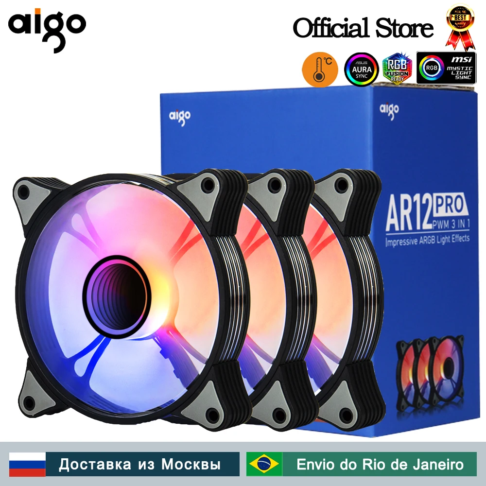 Aigo-AR12PRO-120mm-rgb-fan-4pin-PWM-argb-Cooling-fan-3pin5v-aurora ...
