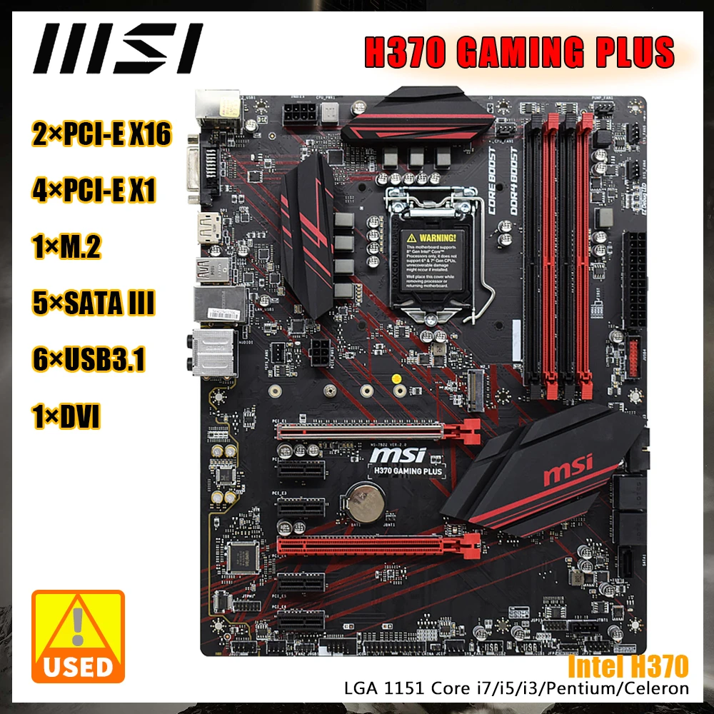 Msi h370 gaming plus placa mãe, com intel h370 chipset, lga 1151 cpu ...