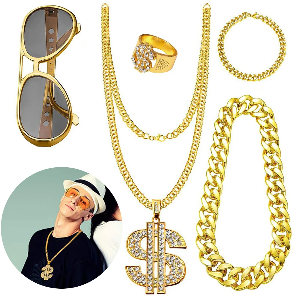 80s-90s-Costume-Outfit-Set-Big-Gold-Chain-80s-90s-Rapper-Accessories ...