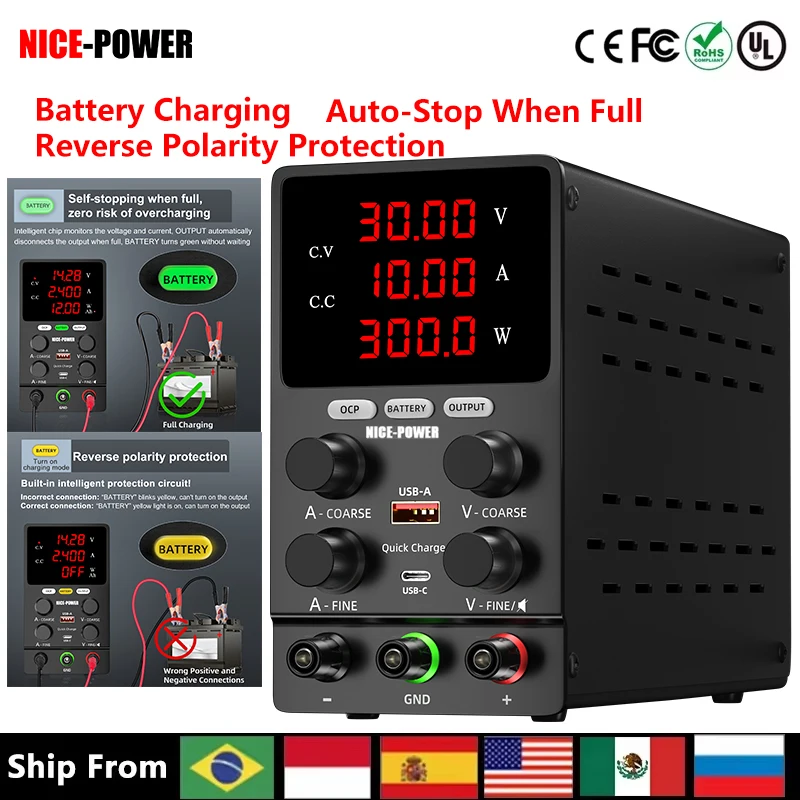 Nice power fonte de alimentação dc ajustável 12v/24v bateria de chumbo ...