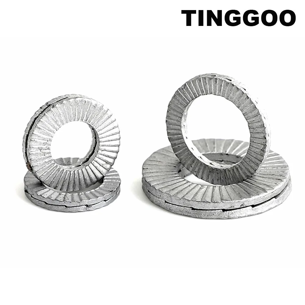 M3 M4 M5 M6 M8 10 12 14~ M36 304 A2 Stainless Steel DIN25201 Double Deck Self-Locking Washer ...