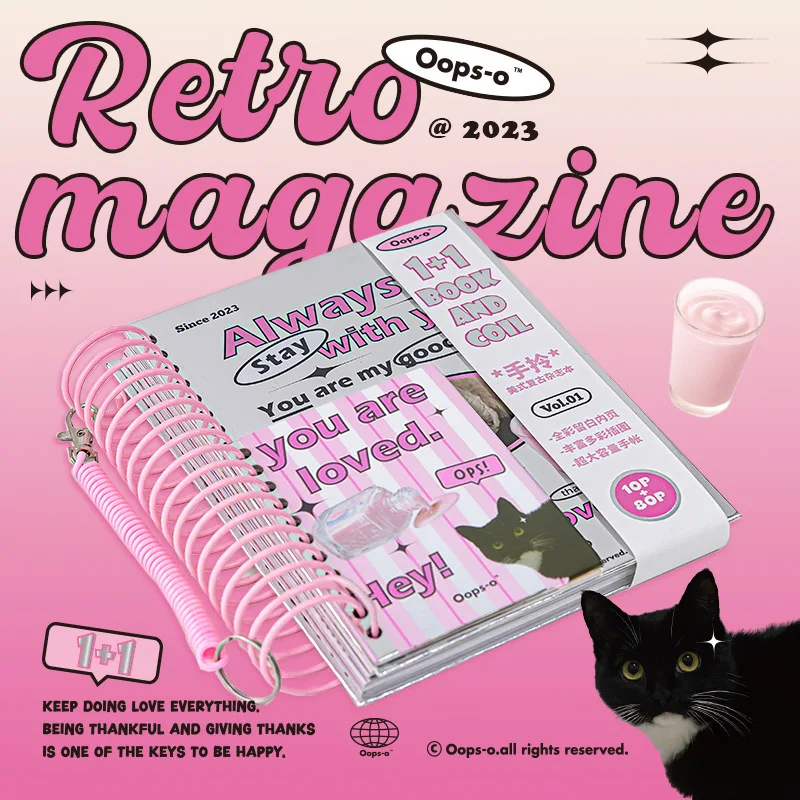 80 Sheet Retro Notebook American Style Vintage Cute Cartoon Jounal ...