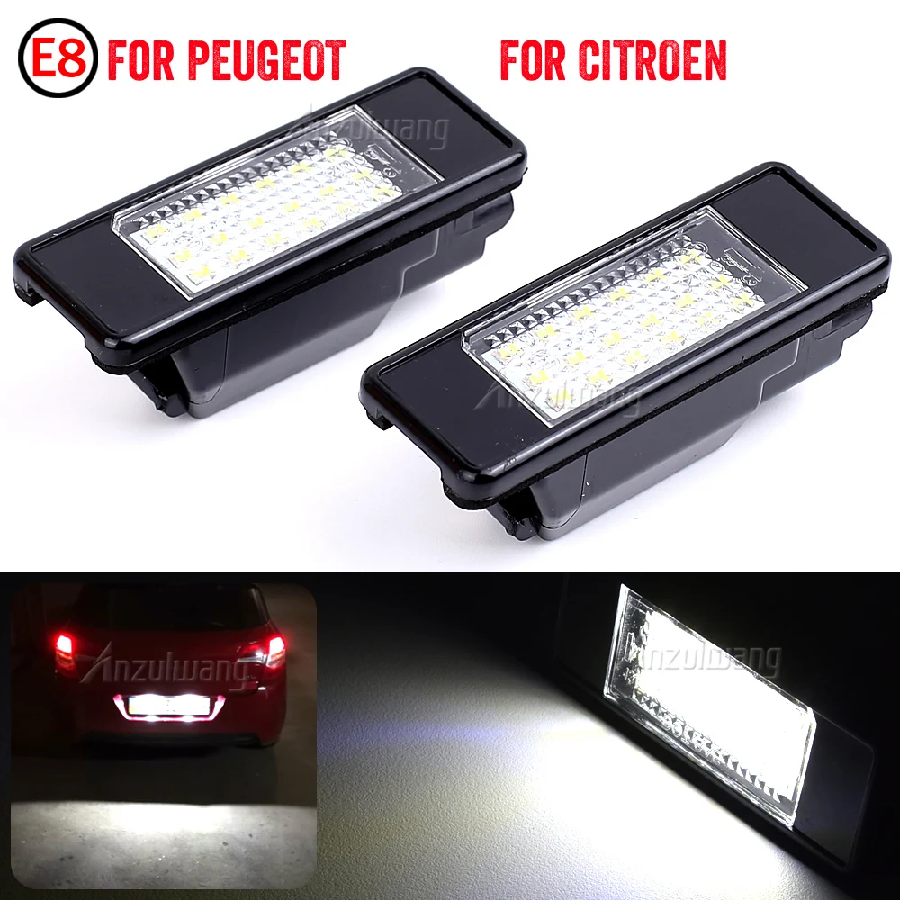 2Pcs-White-LED-Rear-Number-License-Plate-Light-Lamps-For-Peugeot-307 ...