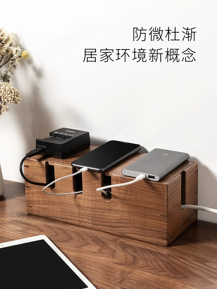 Black-walnut-desktop-power-cord-storage-and-sorting-junction-box-blocks ...