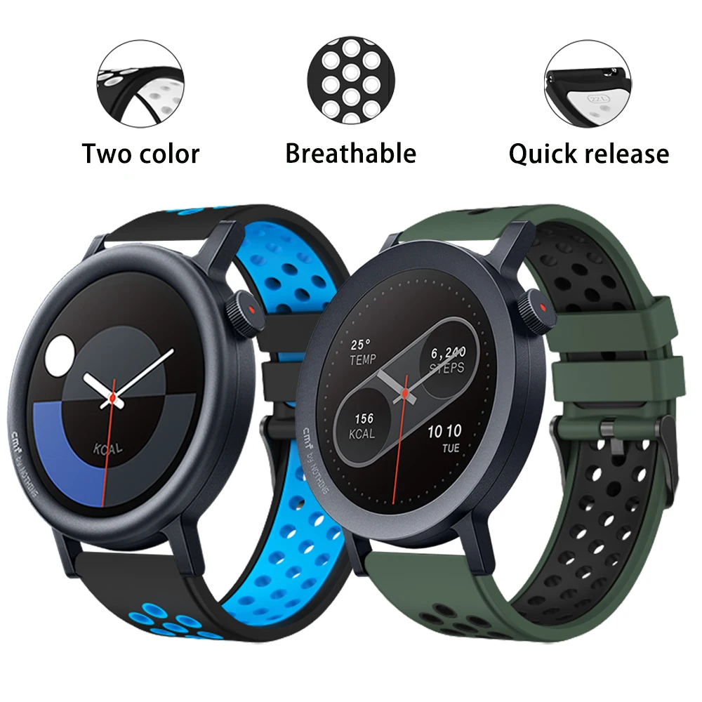 Two Tone for CMF Watch Pro 2 Breathable Round Hole Strap Suitable with ...