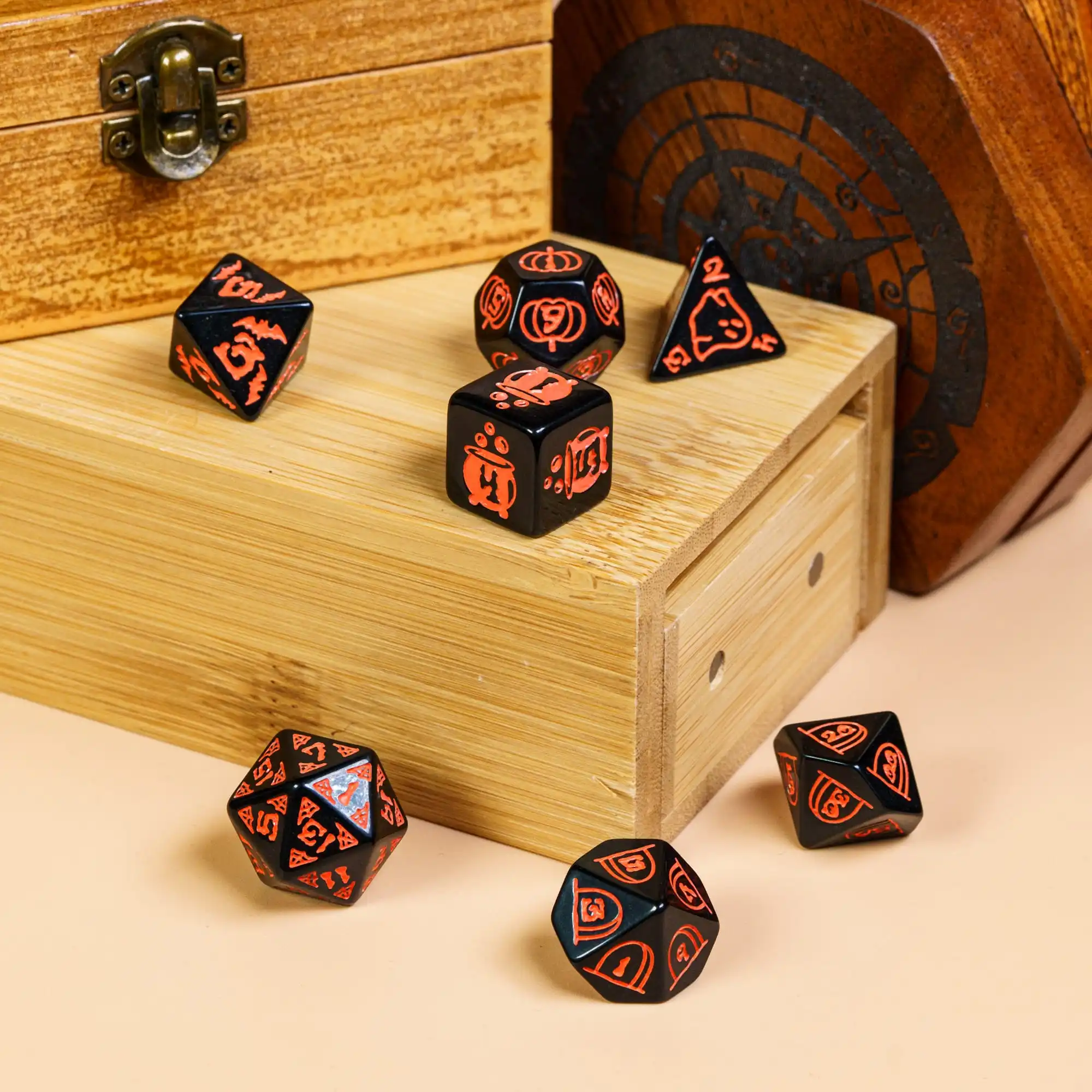 Cusdie Halloween DND Dice Set 7Pcs D&D Dice Pumpkin Bat Ghost D4-D20 ...
