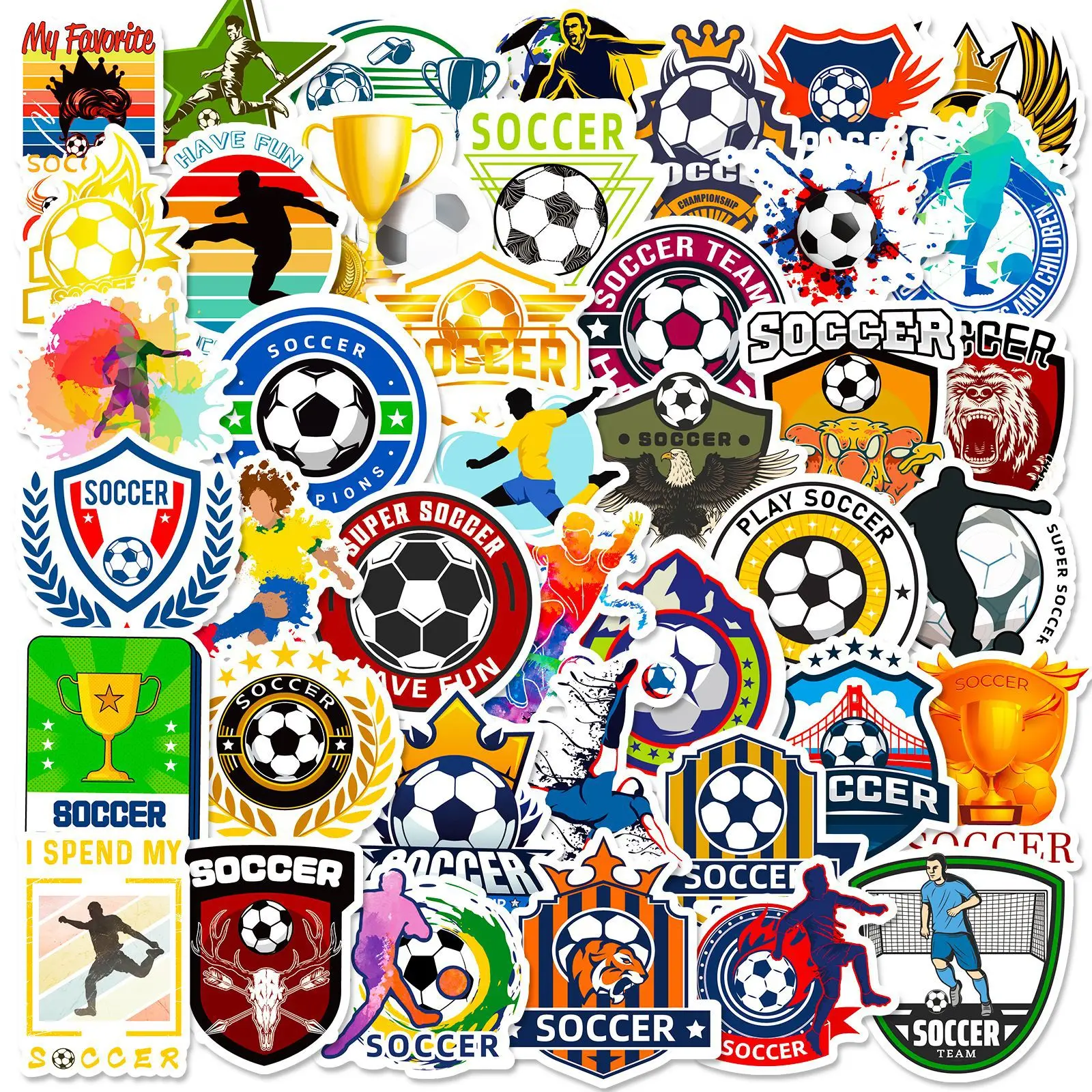 50PCS-Vinyl-Waterproof-Stickers-Sports-Football-Fans-Stickers-for-Water ...