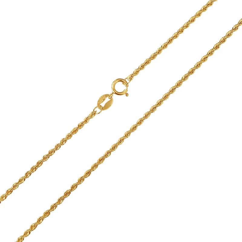 Pure Gold Chain For Women Real 18K Yellow Gold Rope Necklace 1.8mmW ...