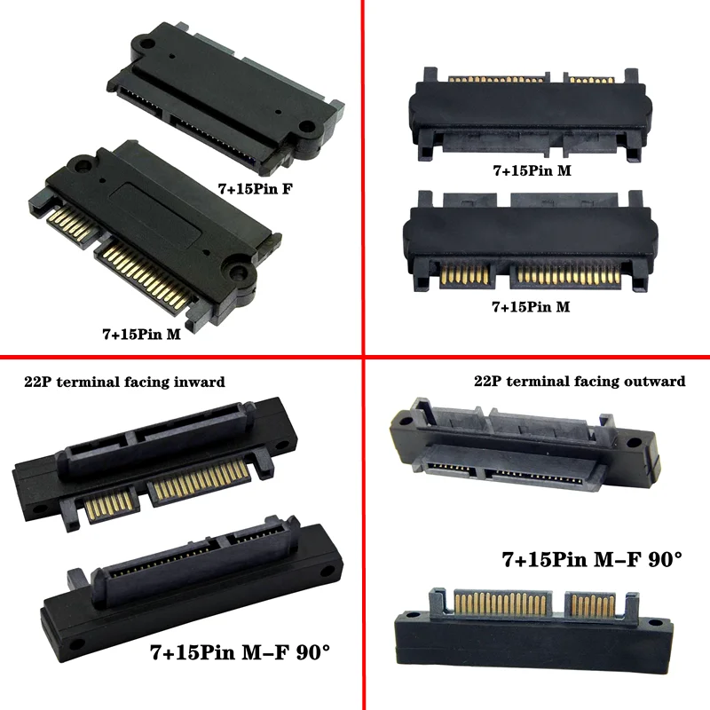 SATA-22Pin-Male-Female-90-Adapter-7-15P-Male-Female-SATA-Power-Data ...