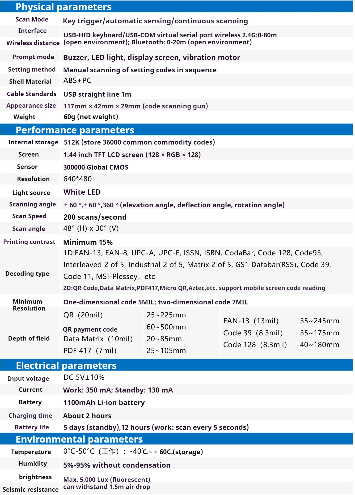 KEFAR Карманный мини-портативный 2D Bluetooth сканер штрих-кода QR-код ...