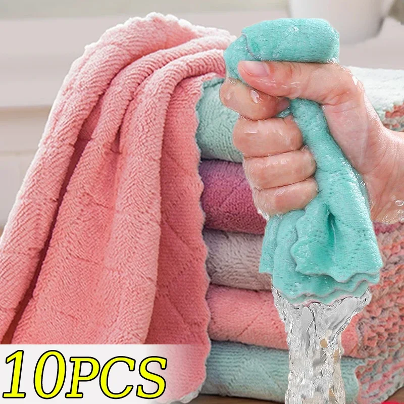10-5pcs-Microfiber-Towels-Double-layer-Absorbent-Kitchen-Cleaning-Cloth ...