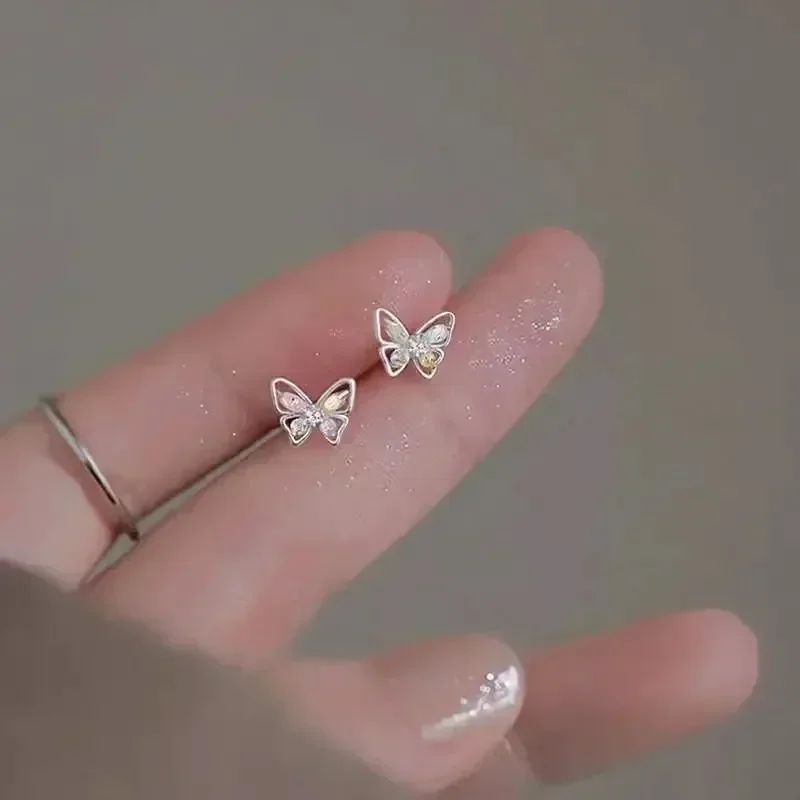 Silver Color Crystal Earring For Women Shiny Rhinestone Chain Stud ...