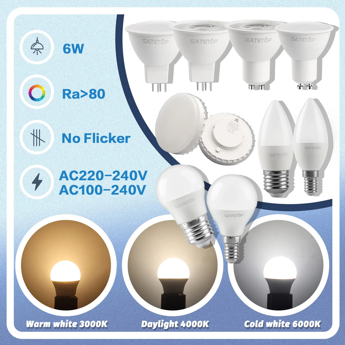 5Pack Mini LED Bulb lamp 5W GU10 MR16 C37 G45 GX53 Bulbs AC110V AC220V ...