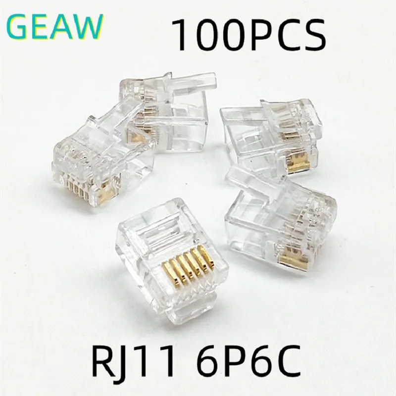 100 pcs RJ11 6P6C Modular Plug Telephone Connector Floor Doorbell ...