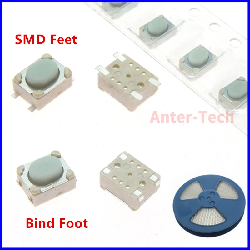 100PCS-DC12V-50mA-Micro-Button-Tact-Switch-SMD-4Pin-3X4X2-5MM-White ...