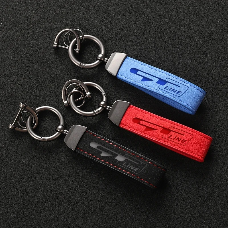 High-Quality-Suede-Leather-Keychain-Key-Rings-For-Kia-GT-Line-Sportage ...