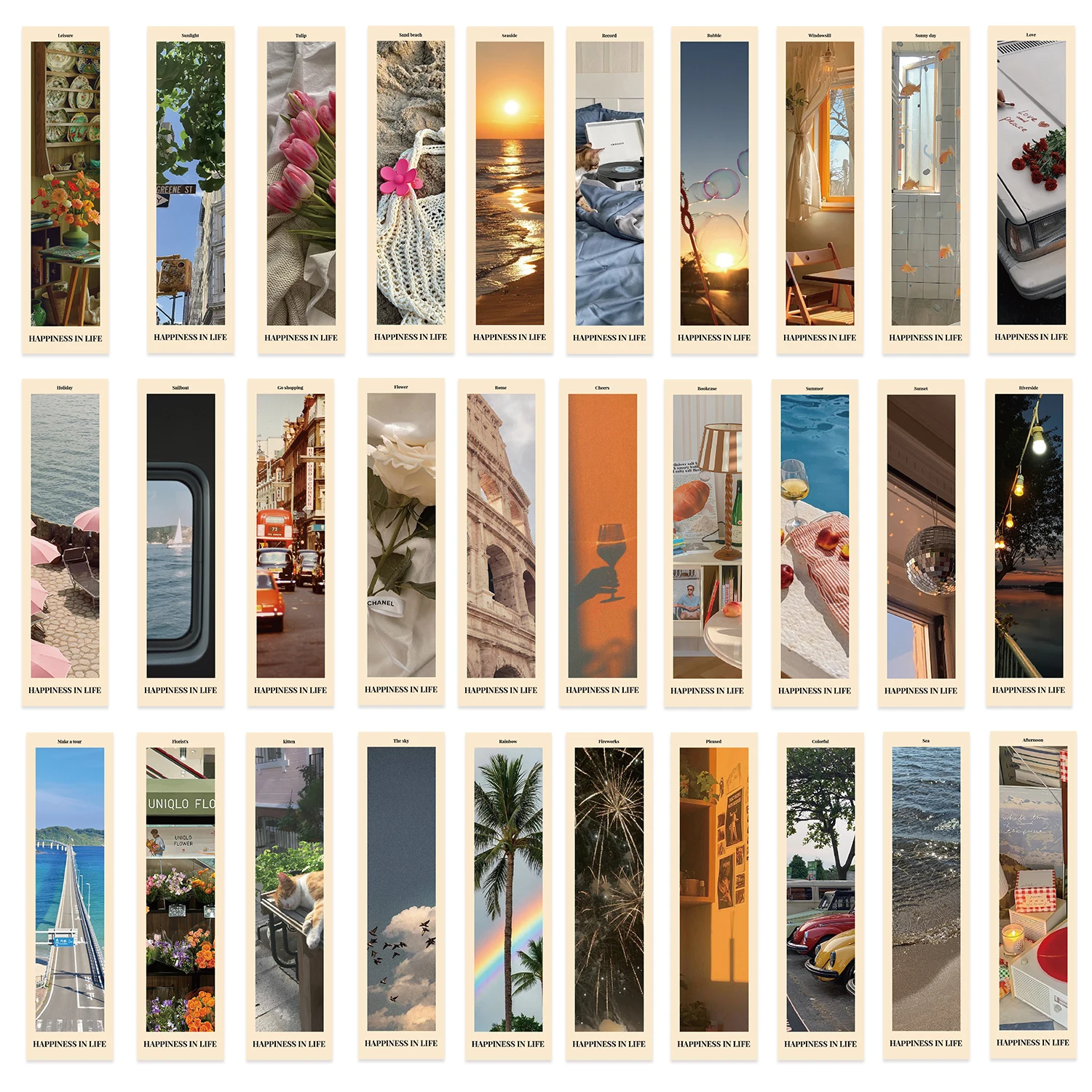 30 pcs/set Simple Daily Life Landscape Bookmark PVC Reading Book Mark ...