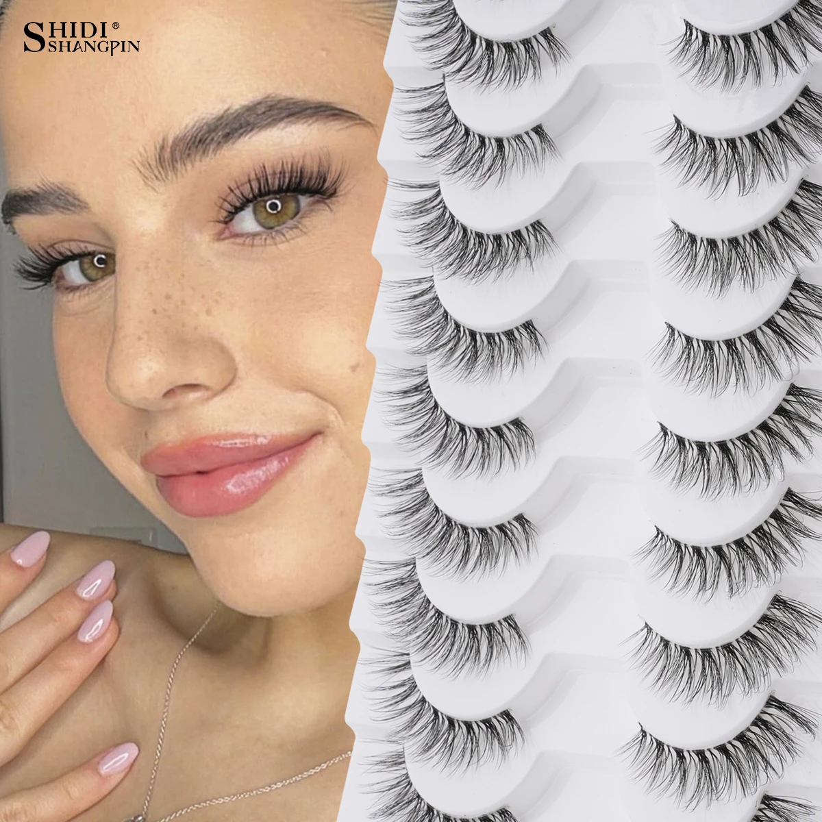 10 Pairs Faux Mink Eyelashes Handmade Natural False Eyelashes Soft ...