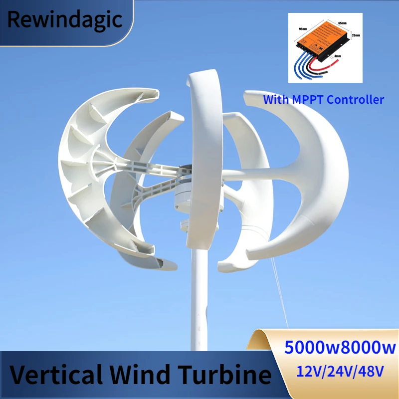 Windkraft-anlagen-Generator-5kW-48V-5-Bl-tter-Windm-hle-Laterne ...