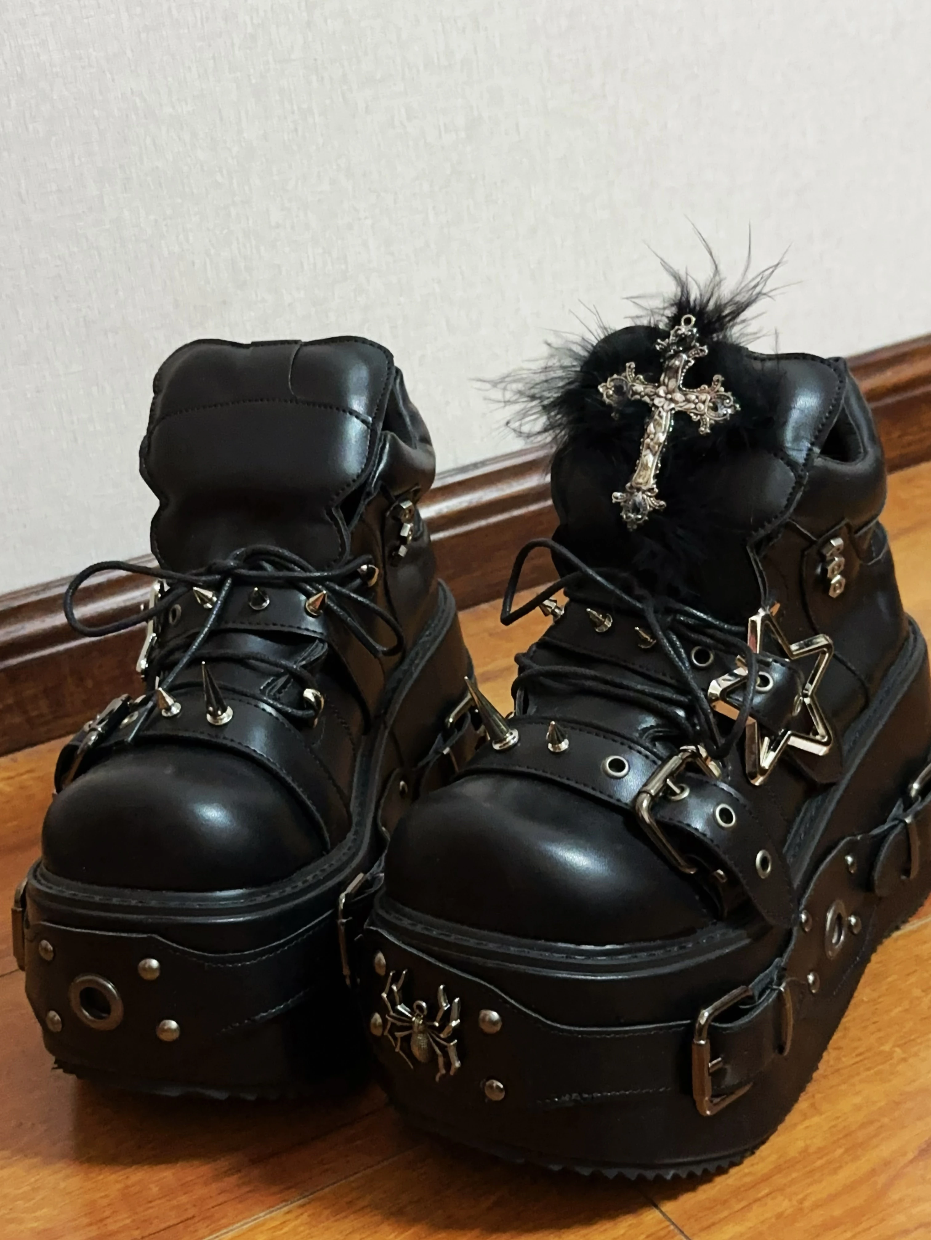 Women-punk-dark-shoes-lady-high-thick-wedges-heels-pumps-women-princess ...