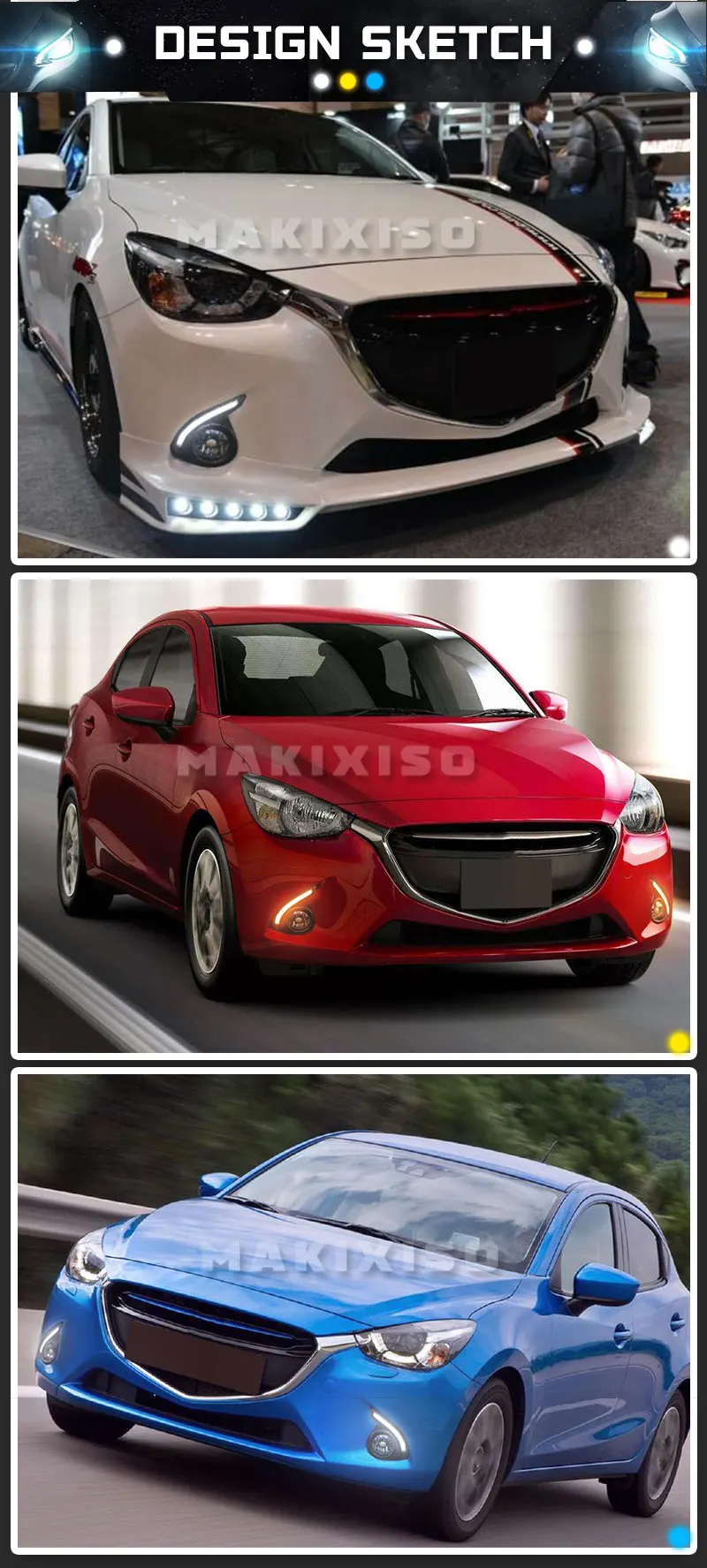 1 Set Drl For Mazda 2 Mazda2 Demio 2015 2016 Led Drl Daytime Running Lights Daylight Fog Light Cover Yellow Signal Daytime Running Lights AliExpress