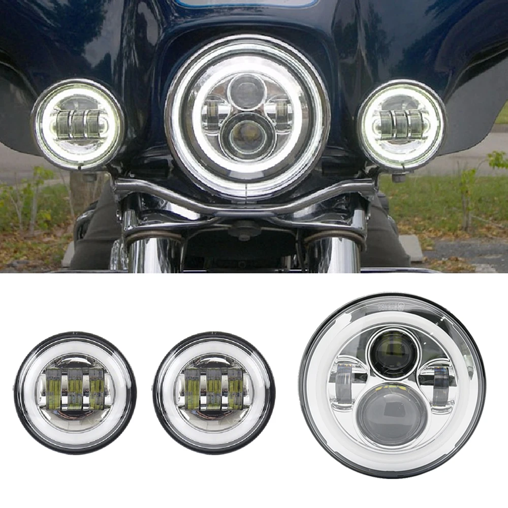 Motorcycle-7-LED-Motor-Headlight-with-DRL-Turn-Signal-YELLOW-Halo-4-5 ...