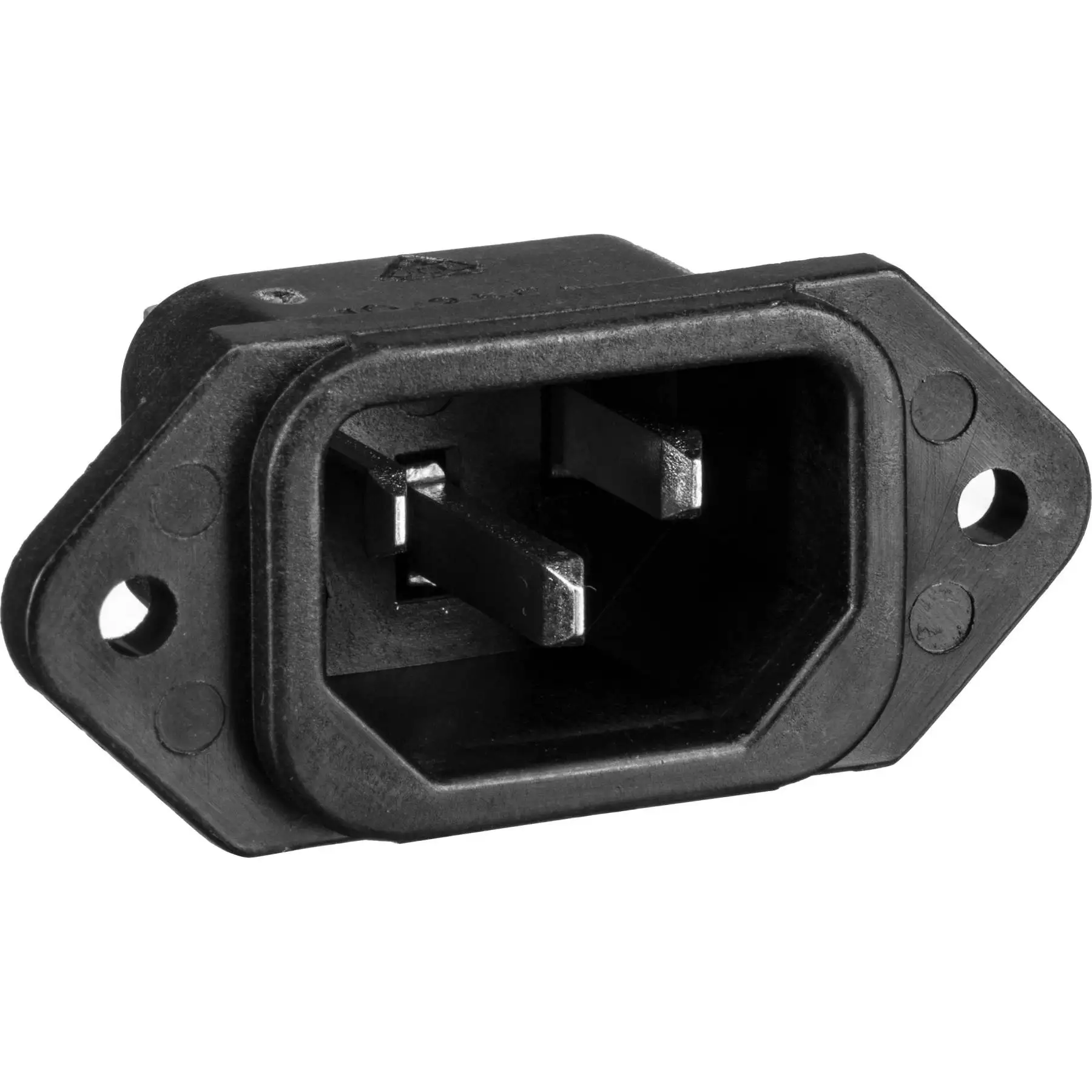 Conector Corriente AC IEC C14 Chasis Macho 10A 250V 3 pines Negro SP