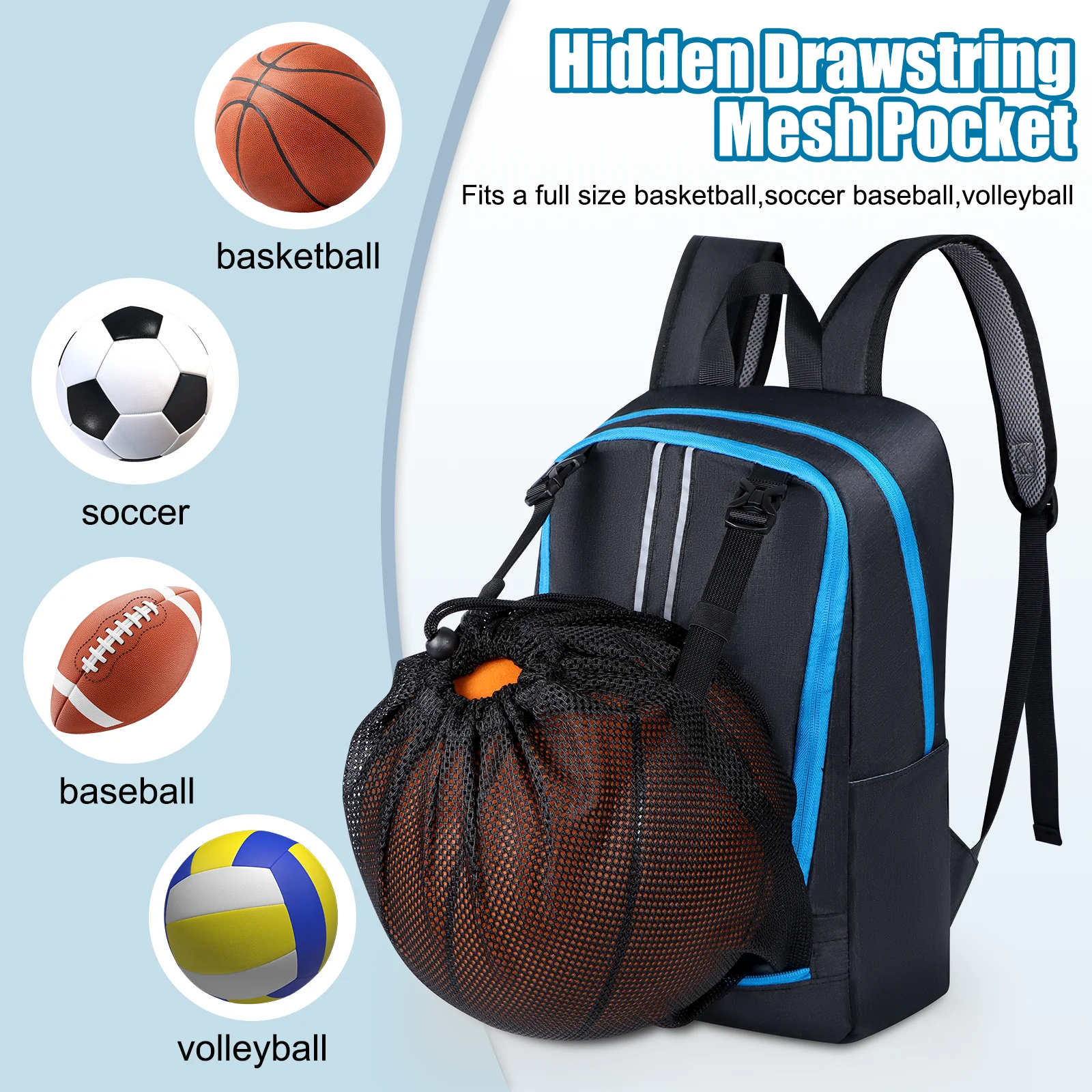 Lightweiht Basketball Backpack and Football Vollyball Sports Ball Bag ...
