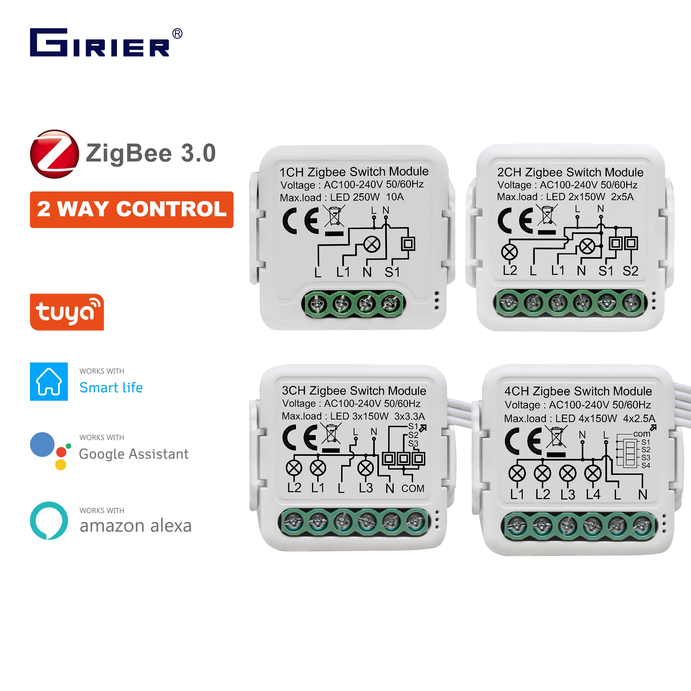 2 Gang Light Switch Module Zigbee | Switch Smart Home Zigbee - 3.0 ...