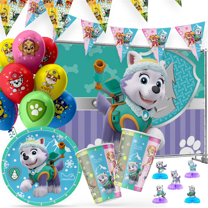 Paw Patrol Everest Theme Party Decoration Dogs Disposable Tableware ...