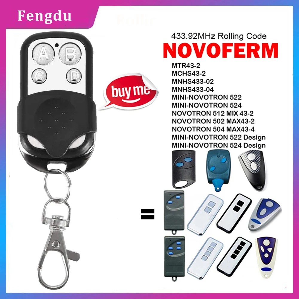 433 Mhz Remote Control NOVOFERM NOVOTRON 502 MAX43-2 504 MAX43-4 Garage Door Command MNHS433-02 ...