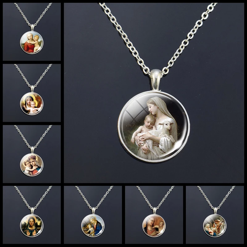 Virgin Mary and Baby Jesus Christian Catholicism Jewelry Necklace ...