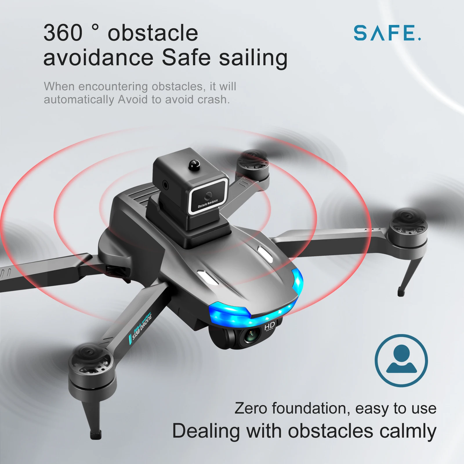 Blanc 4K 3B-Drone S138 professionnel double caméra HD, eviter les ...