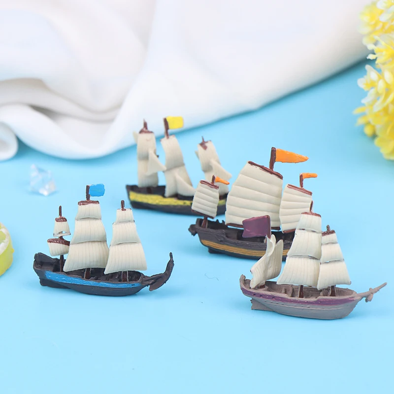 1PC Dollhouse Miniature Model Mini Pirate Ship Sea Yacht Ocean Boat ...