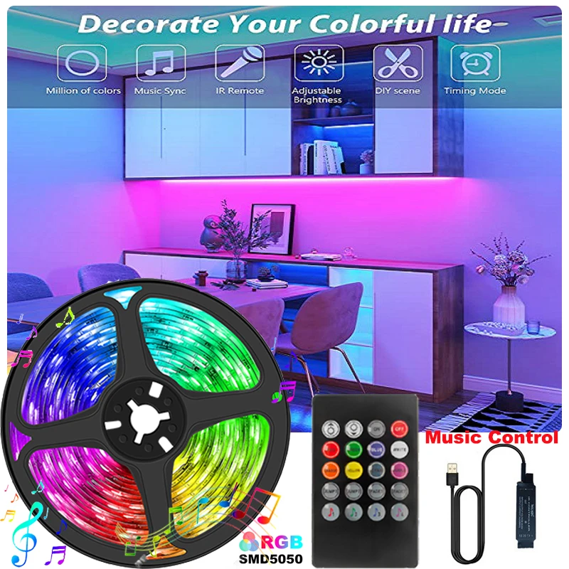 1M-5M-LED-erit-k-RGB-m-zik-senkronizasyonu-renk-de-i-tirme-USB-odas ...