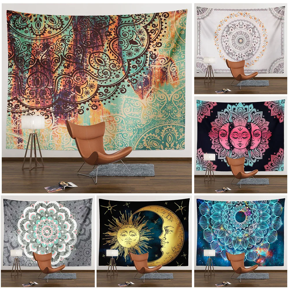 Mandala Tapestry Wall Hanging Boho Hippie Room Decor Hippie Sun and ...
