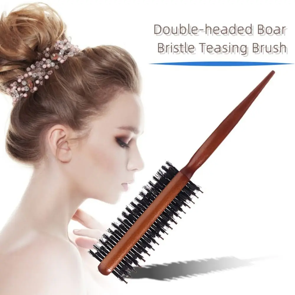 Bristles-Hair-Comb-Double-sided-Wood-Professional-Teasing-Comb-Anti ...