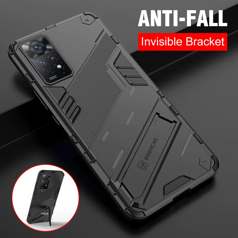 For Xiaomi Redmi Note 11 Pro Case Hidden Stand Armor Hard Fundas Radmi ...