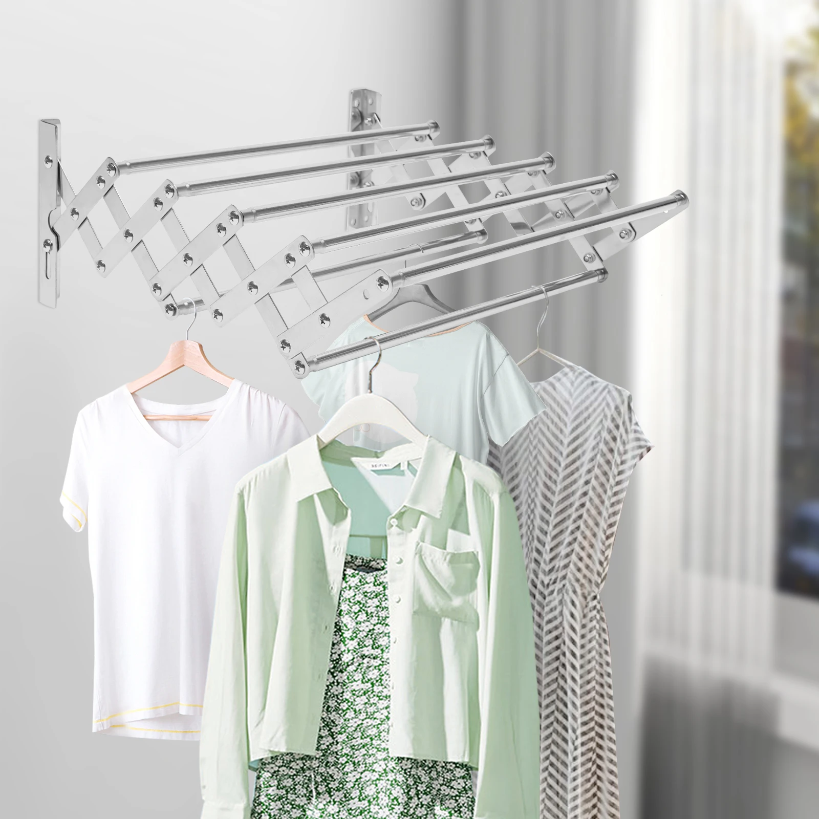 Airer Wall Mounted Clothes Dryer Wall Extendable Foldable Stainless ...