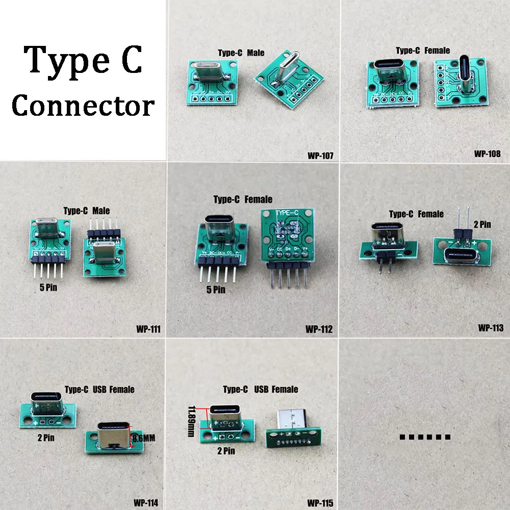 1piece Test board Vertical DIP Type C USB Female Connector Interface 2 ...