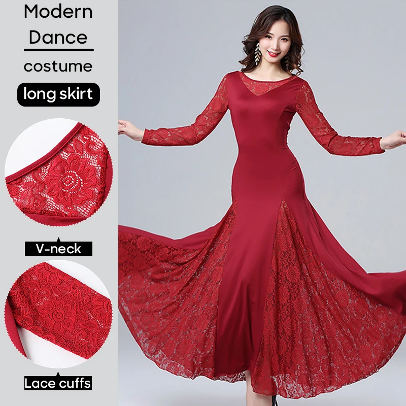 Modern Dance Costumes Long Skirt Wearing Outfit for Adult Women Stage ...