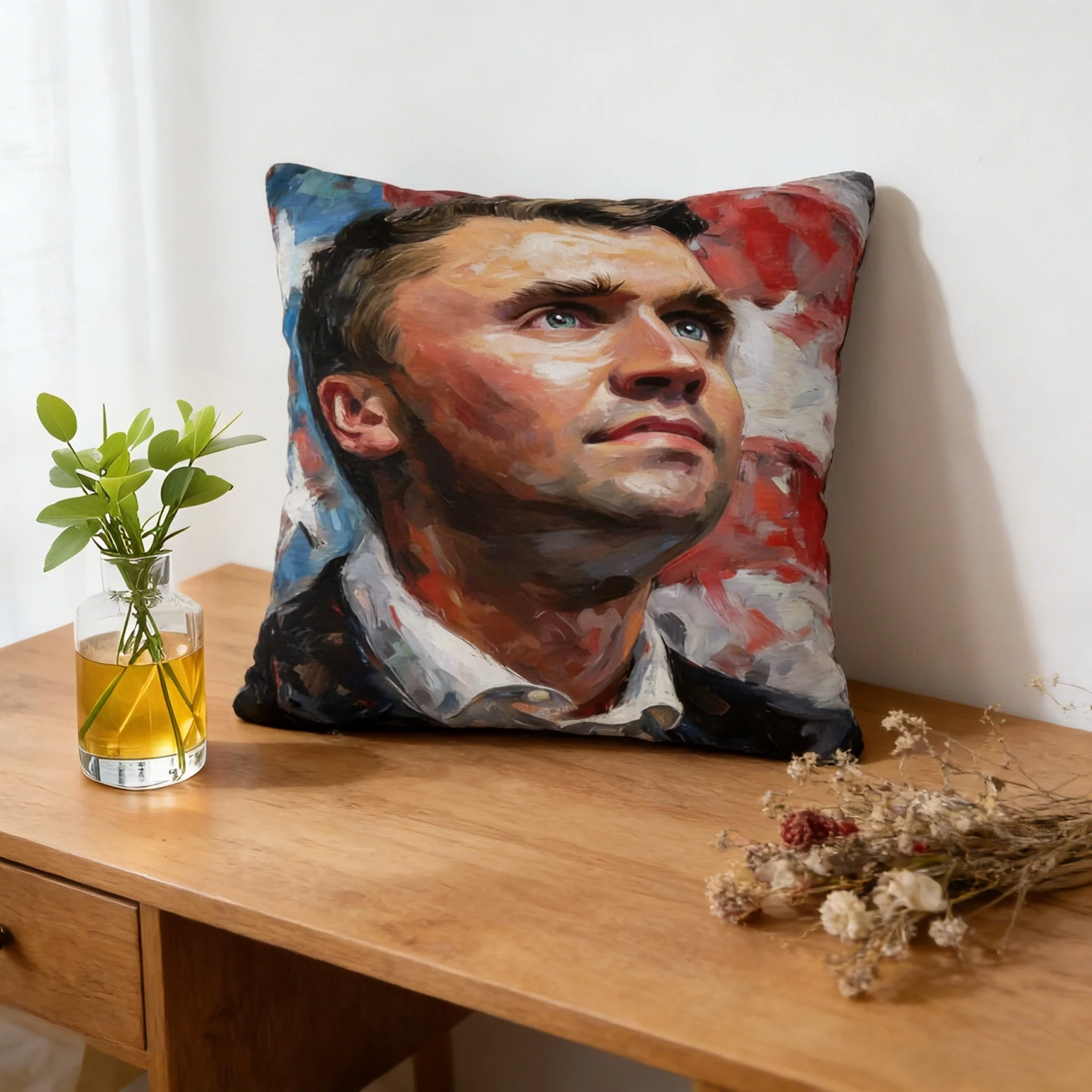 Charlie Kirk RIP Vintage Pillow Cover Polyester Fabric Ultra Soft Skin ...
