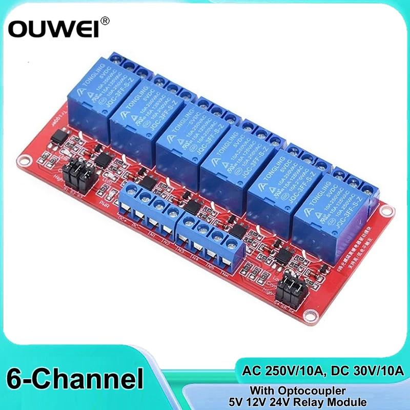 6-Channel-Relay-Module-Board-5V-12V-24V-Relay-Module-Shield-with ...