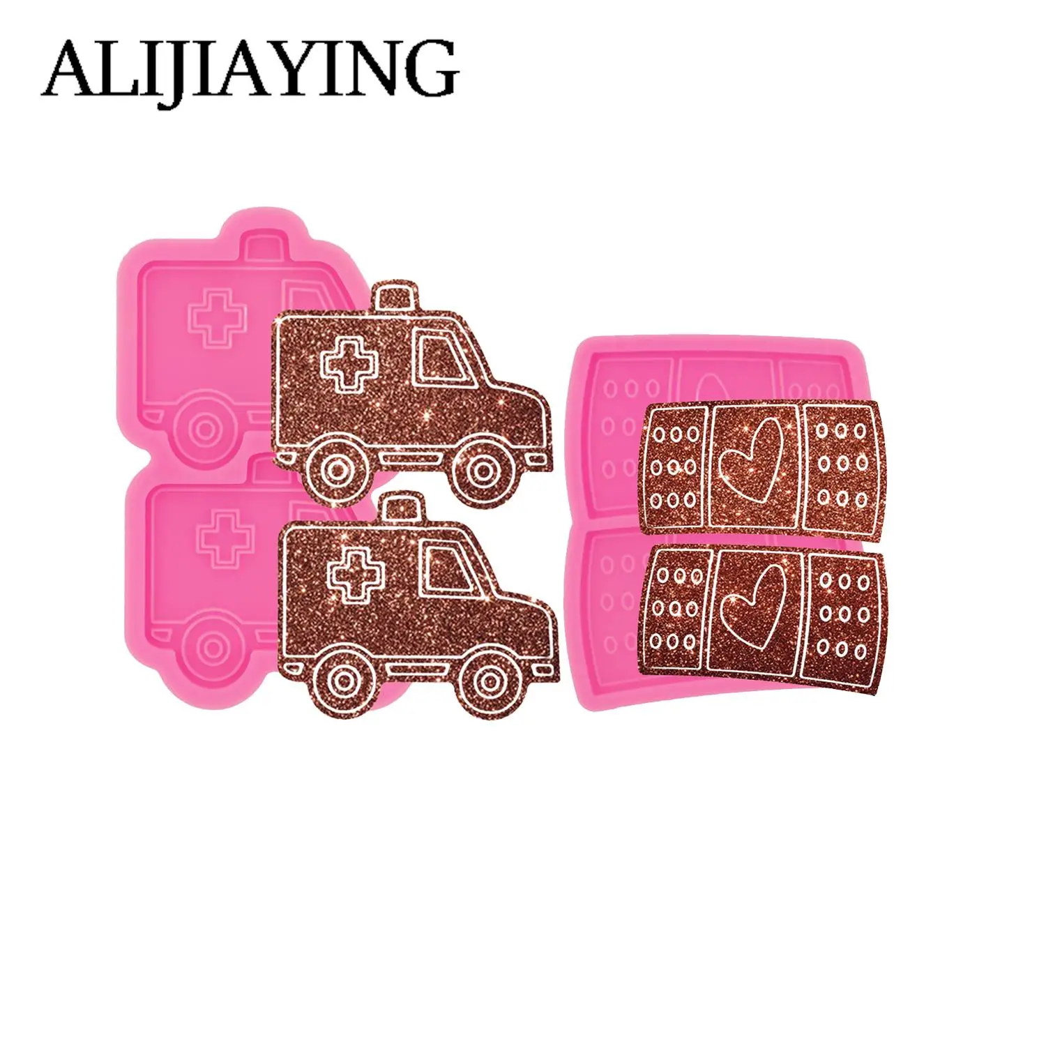 DY1663-Glossy-Ambulance-Resin-Silicone-Badge-Reel-Molds-with-Epoxy-Art ...