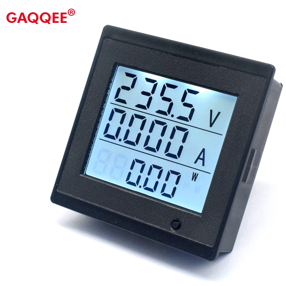 AC 6-200V 20A Voltage Current Meter LCD Digital Display Power Energy Consumption Time Frequency ...