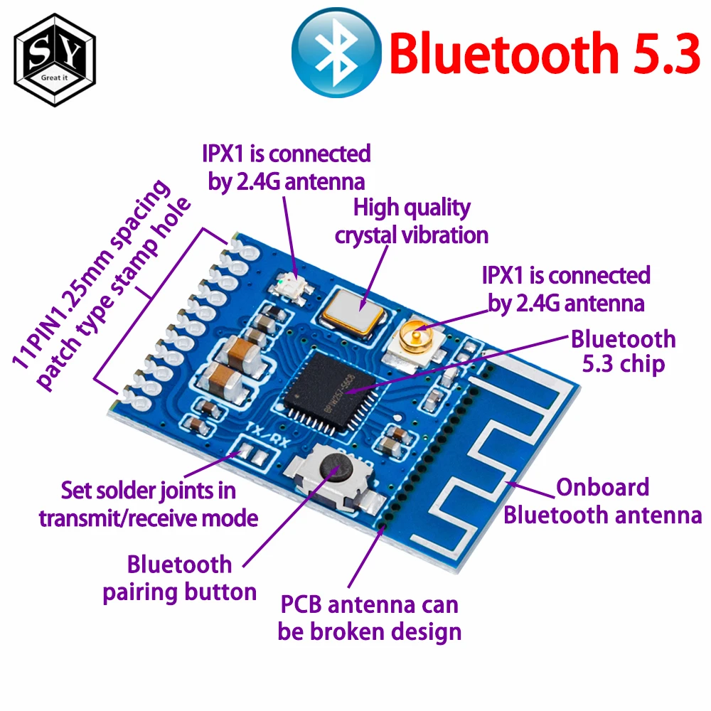 Bluetooth-module-5-3-Audio-transmitter-module-Stereo-GFSK-transceiver ...